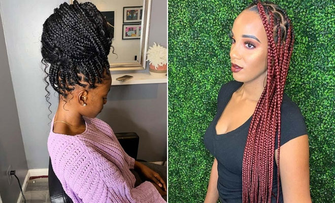 Red Knotless Braids Small Today I Show You How Todo Knotless Box Braids These Are Waist 